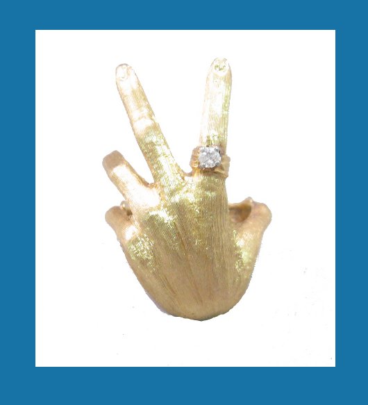 14k Gold and Diamond Hand Ring