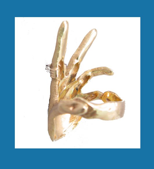 14k Gold and Diamond Hand Ring