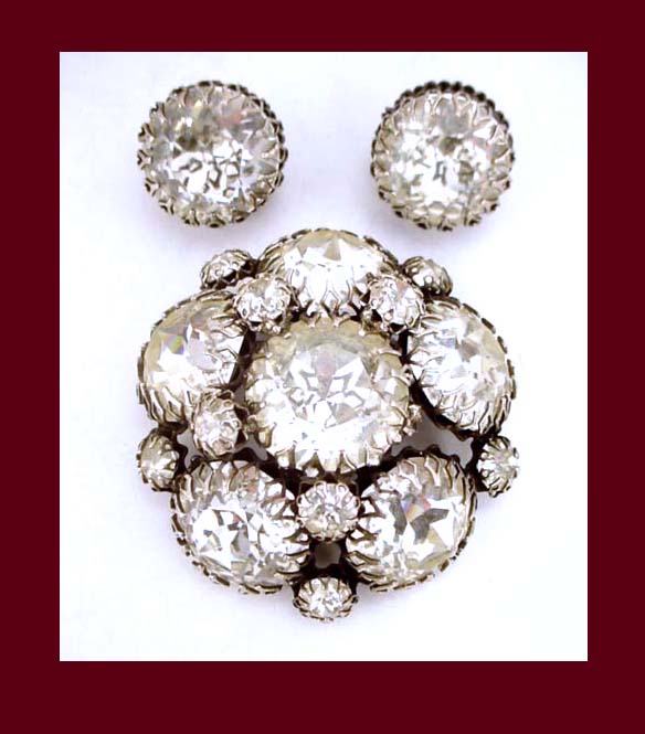 Kramer Stunning Rhinestone Brooch & Earrings