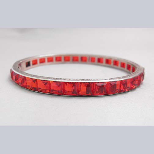 Art Deco Red Rhinestone Sterling Bracelet
