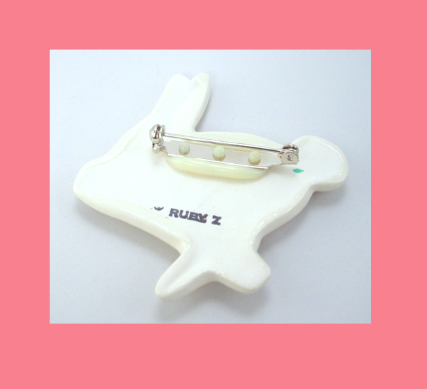 Ruby Z Adorable Ceramic Bunny Pin