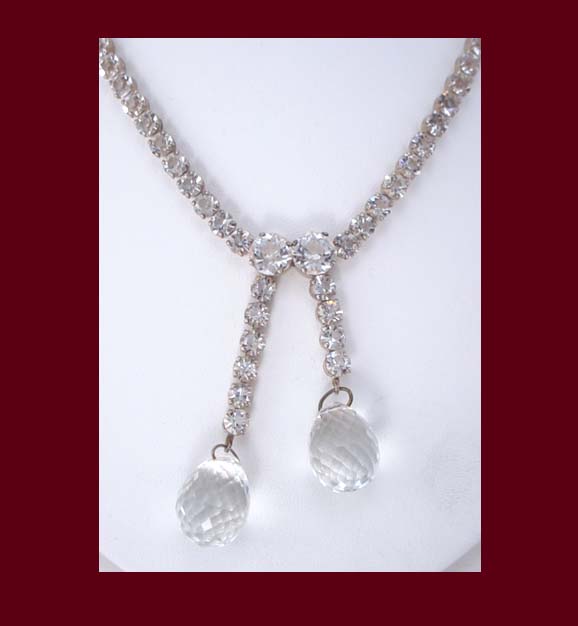 Sterling Rhinestone and Briolette Negligee Necklace