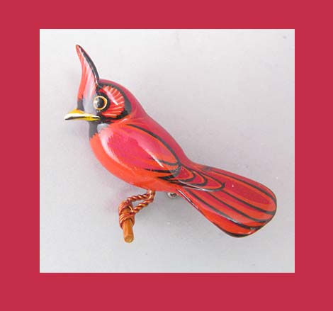 Takahashi Male Cardinal Bird Pin